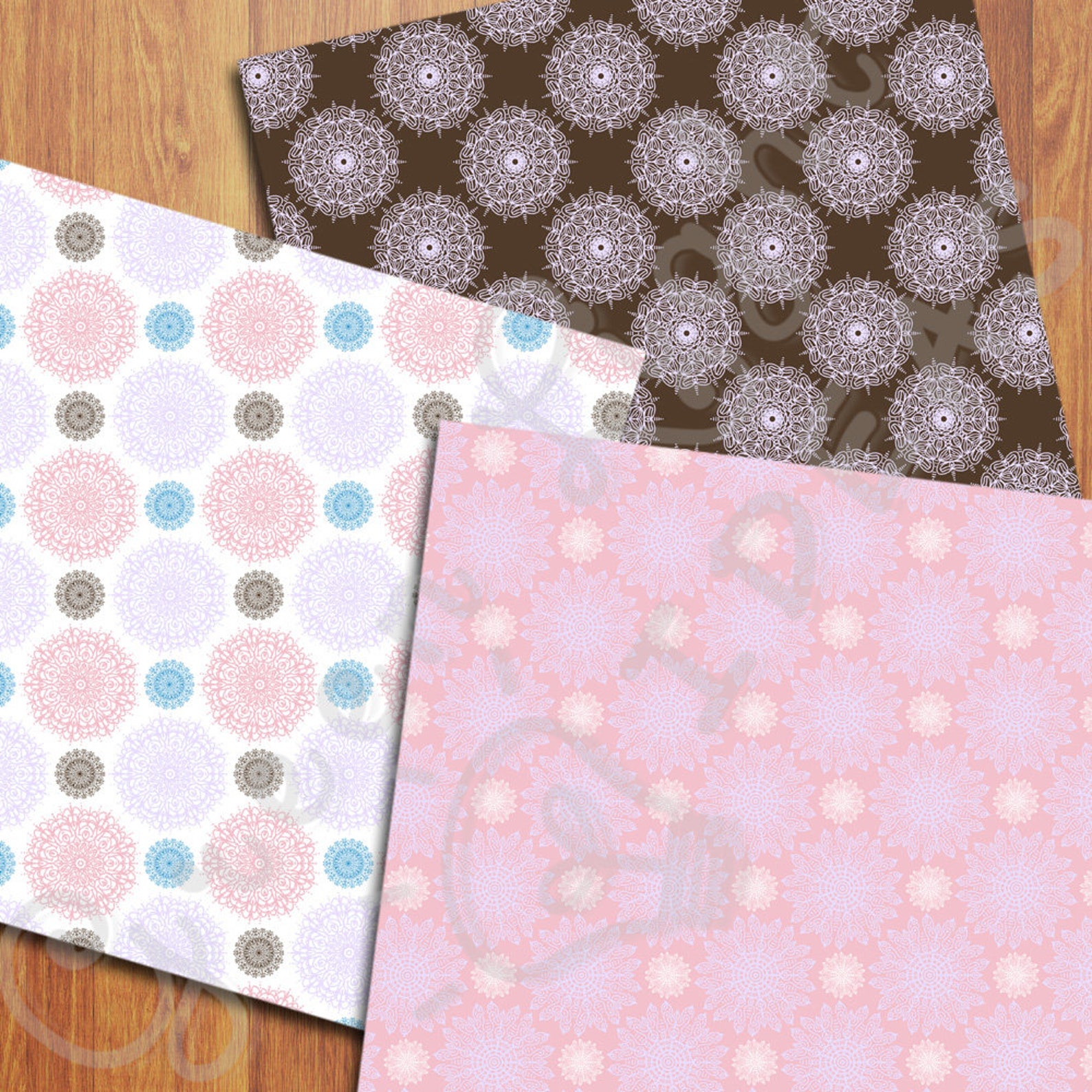 Boho Mandalas Digital Papers, Boho Papers, Mandala Digital Scrapbook ...