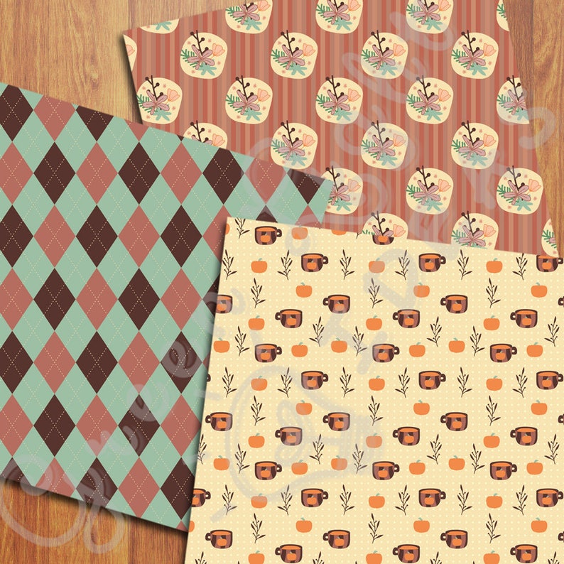 Fall Digital Papers, Fall Scrapbook Papers, Autumn Digital Papers ...