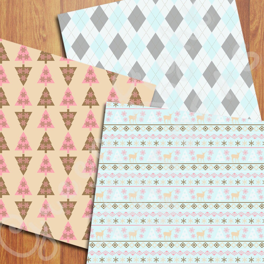 Nordic Christmas Digital Papers, Christmas Scrapbook Paper, Holiday ...