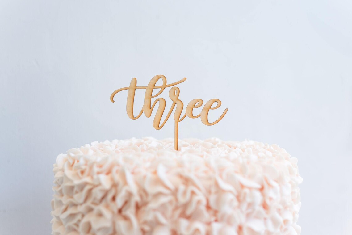 Three Cake Topper - Etsy