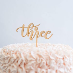 Three Cake Topper - Etsy