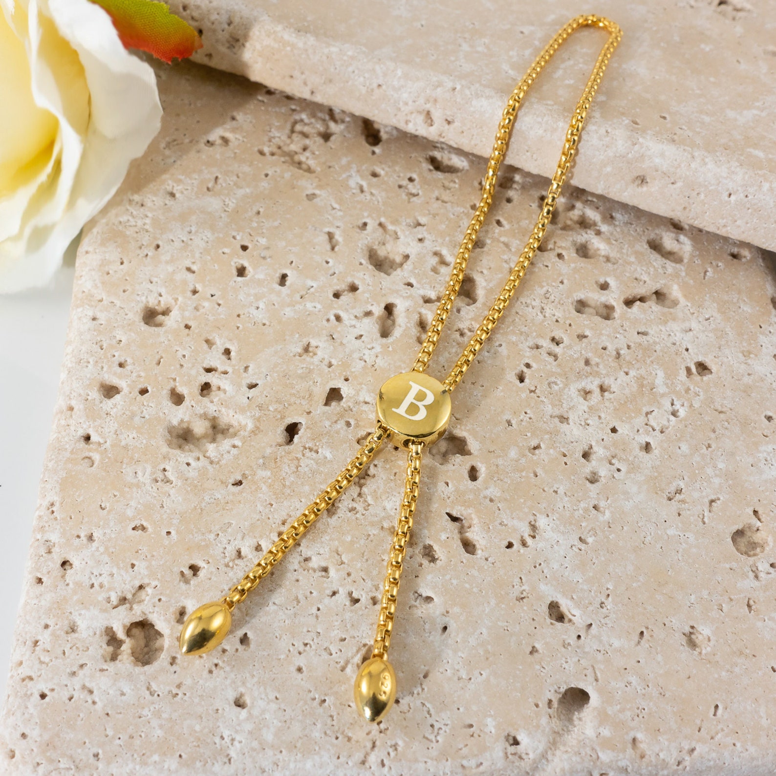 Personalised Gold Slider Initial Bracelet - Etsy