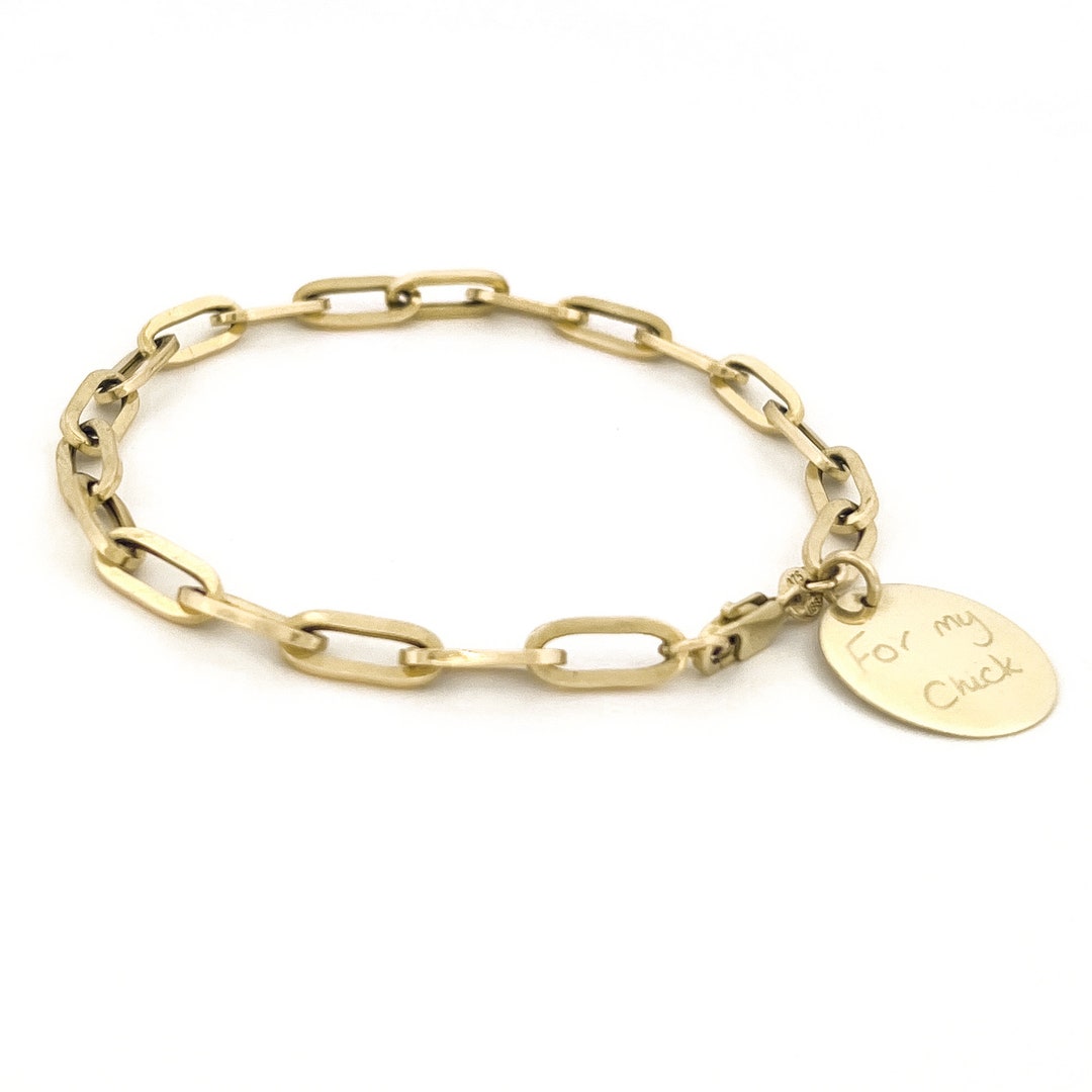 Personalised 9CT Gold Paper Chain Disc Bracelet. - Etsy