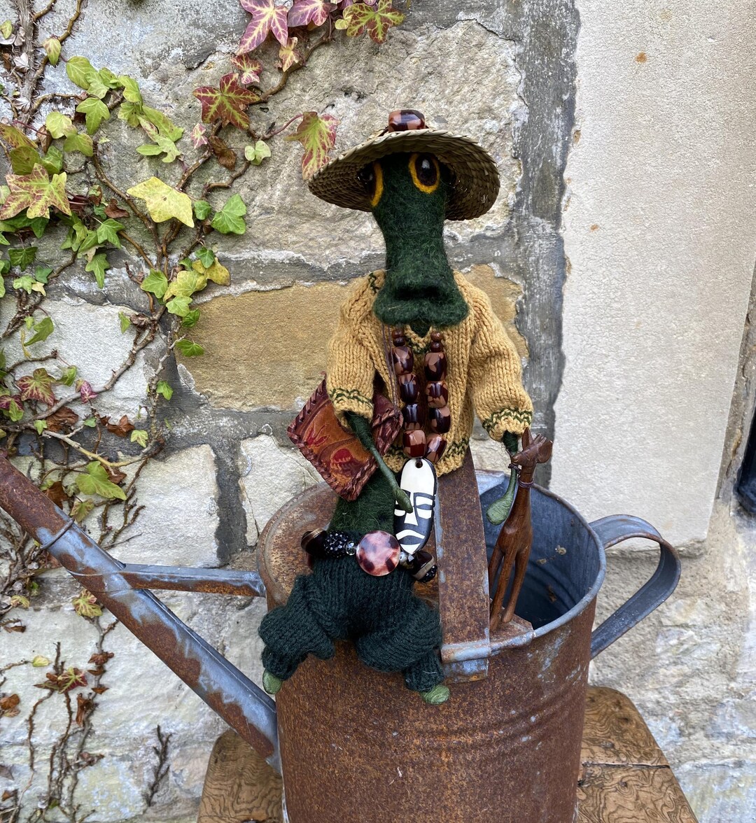 NEEDLEFELT ALLIGATOR Doll/unique Handmade Poseable Soft Sculpture ...