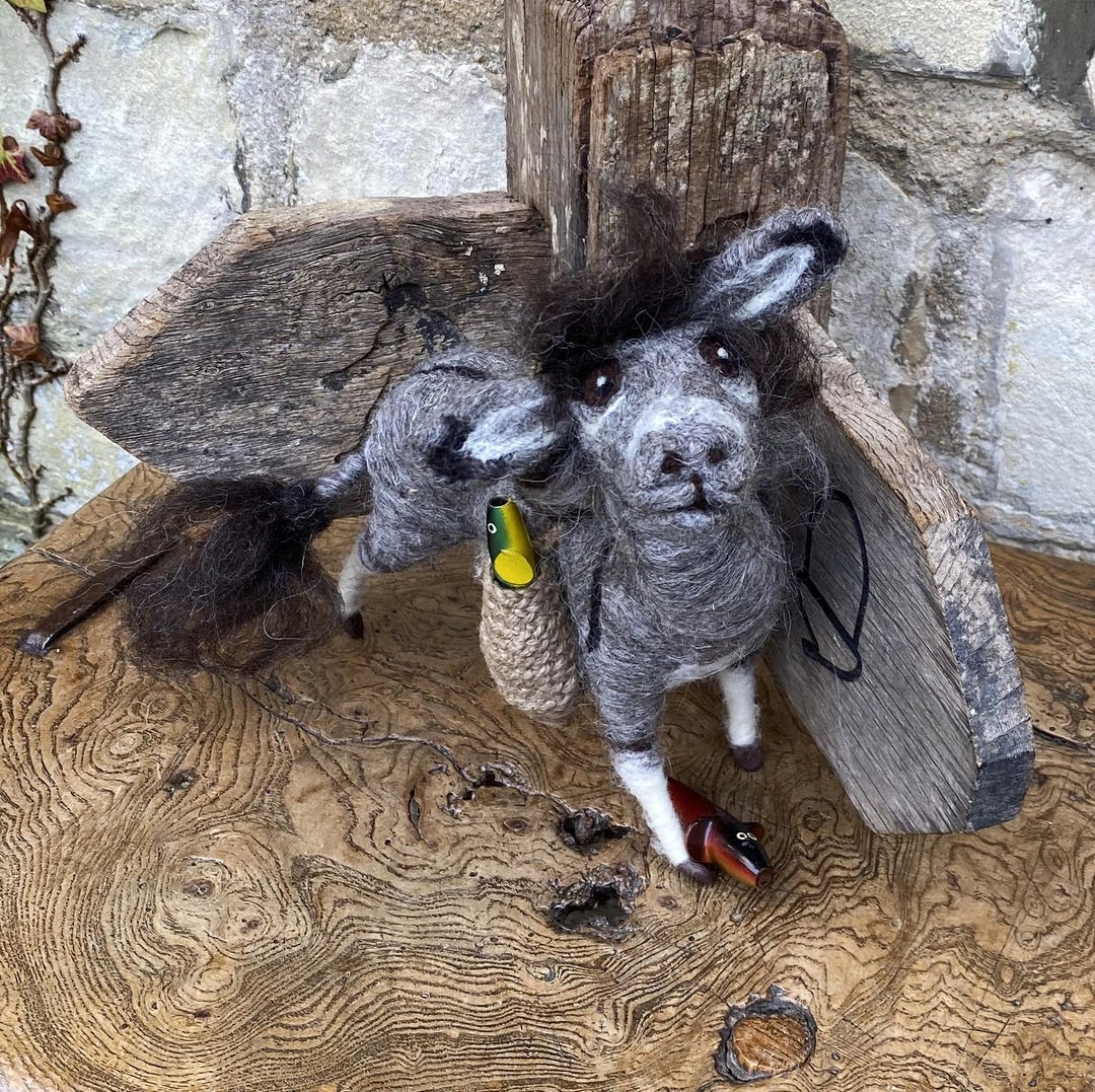 NEEDLEFELT DONKEY Softsculpture/cute Handmade Donkey Doll/artisan Gift ...