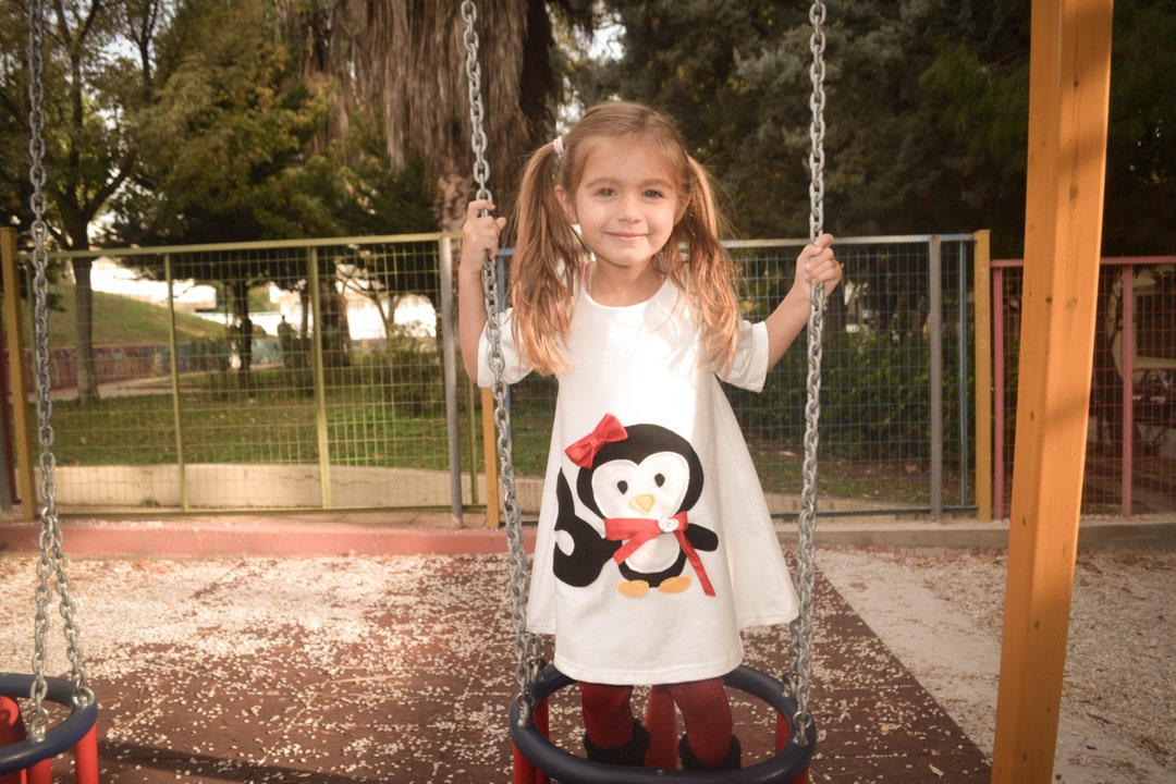 Penguin Dress Applique Penguins Girl's Dress Birthday Christmas Gift ...