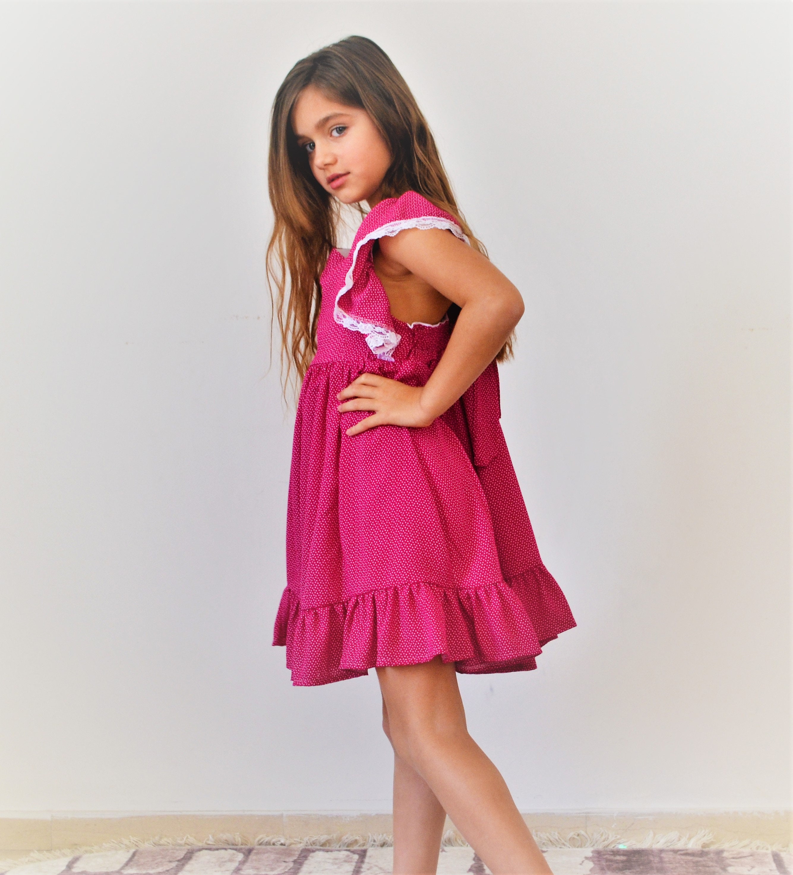 Toddler Sundress Sunshine Vintage Look Polka Dot Fuchsia Polka Dot ...