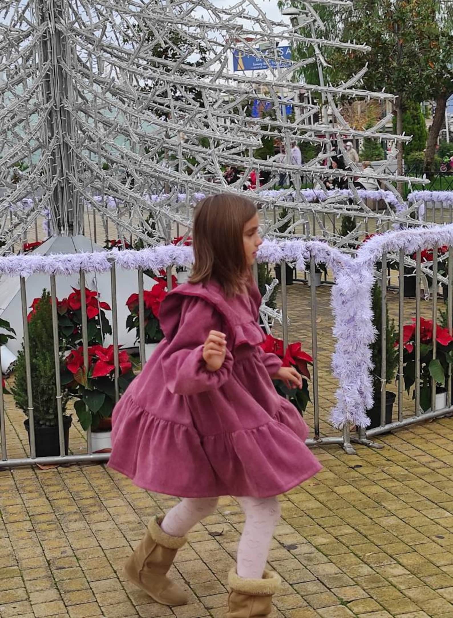 Ruffled Corduroy Dress Raspberry Dress Girls Dress Winter | Etsy