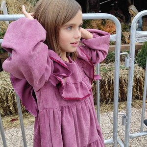 Ruffled Corduroy Dress, Raspberry Dress, Girls Dress, Winter Dress ...