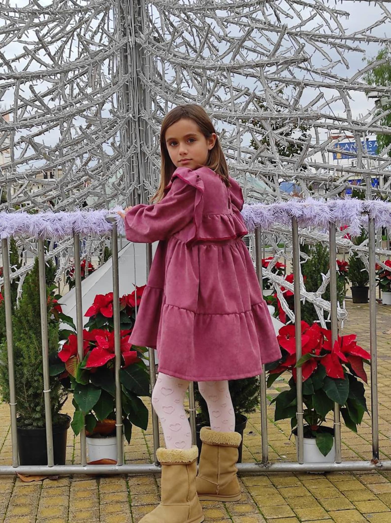 Ruffled Corduroy Dress Raspberry Dress Girls Dress Winter | Etsy