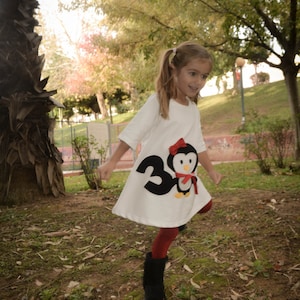 Penguin Dress Applique Penguins Girl's Dress Birthday Christmas Gift ...
