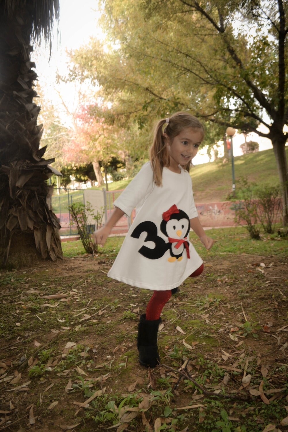 Penguin Dress Applique Penguins Girl's Dress Birthday Christmas Gift ...