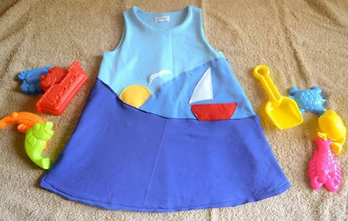 Summer Dress, Boat Dress, Boat Applique, Holiday Dress, Girl's Dress ...