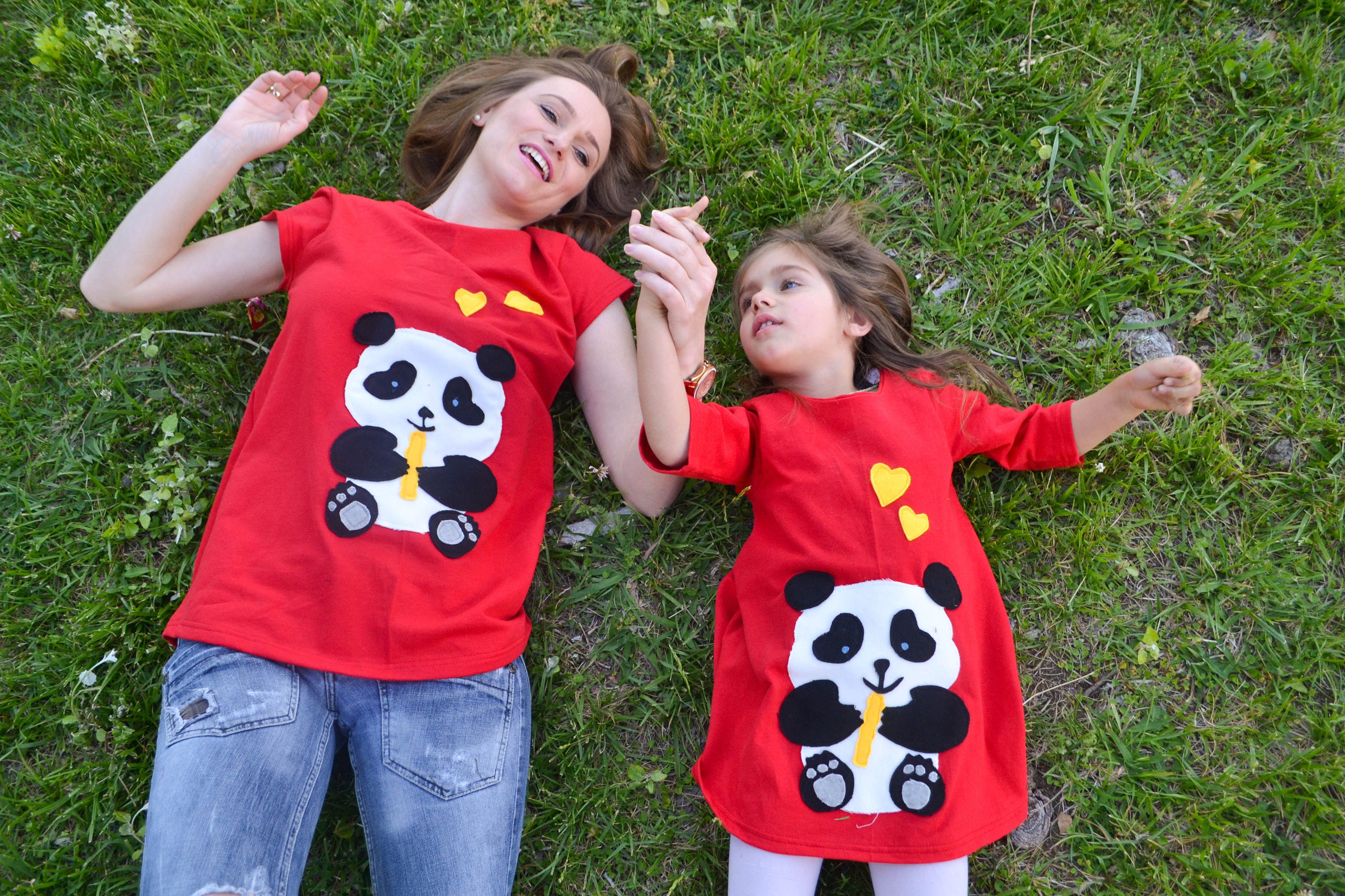 Panda Mother Daughter Set Panda Dress Red Dress Mother's Gift Ideas ...