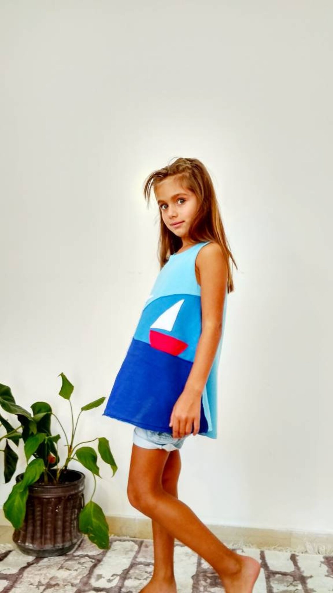 Summer Dress, Boat Dress, Boat Applique, Holiday Dress, Girl's Dress ...