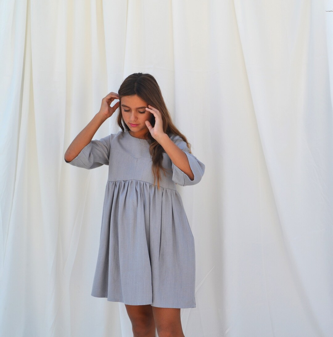 Grey Linen Dress, Girls Linen Dress, Linen Dress, Linen Dress for Girls ...