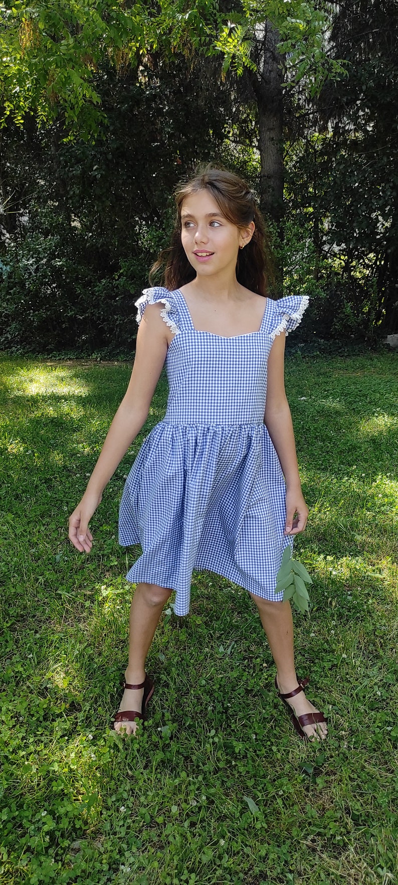 Blue Summer Dress Blue Gingham Sundress for Toddlers and Girls Blue ...