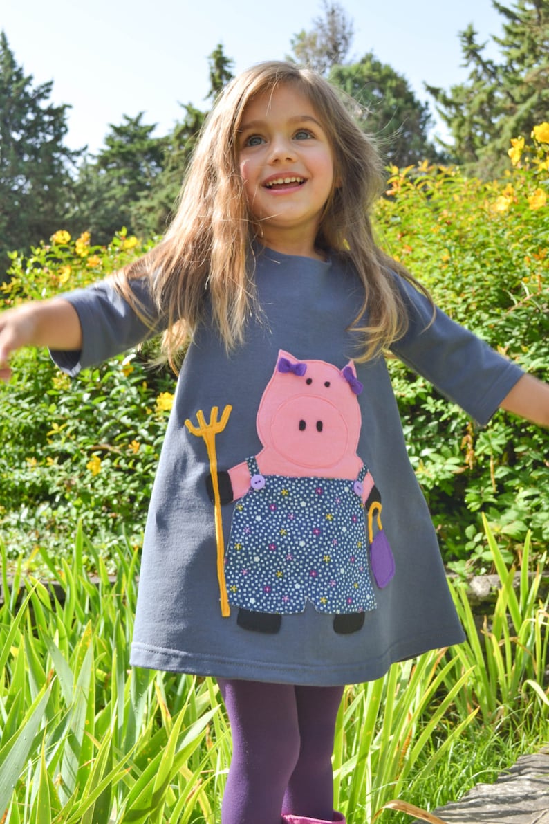 RETRO PIG Pig Dress Girl's Dress With Pig Retro Dress Toddler Dress Pig ...