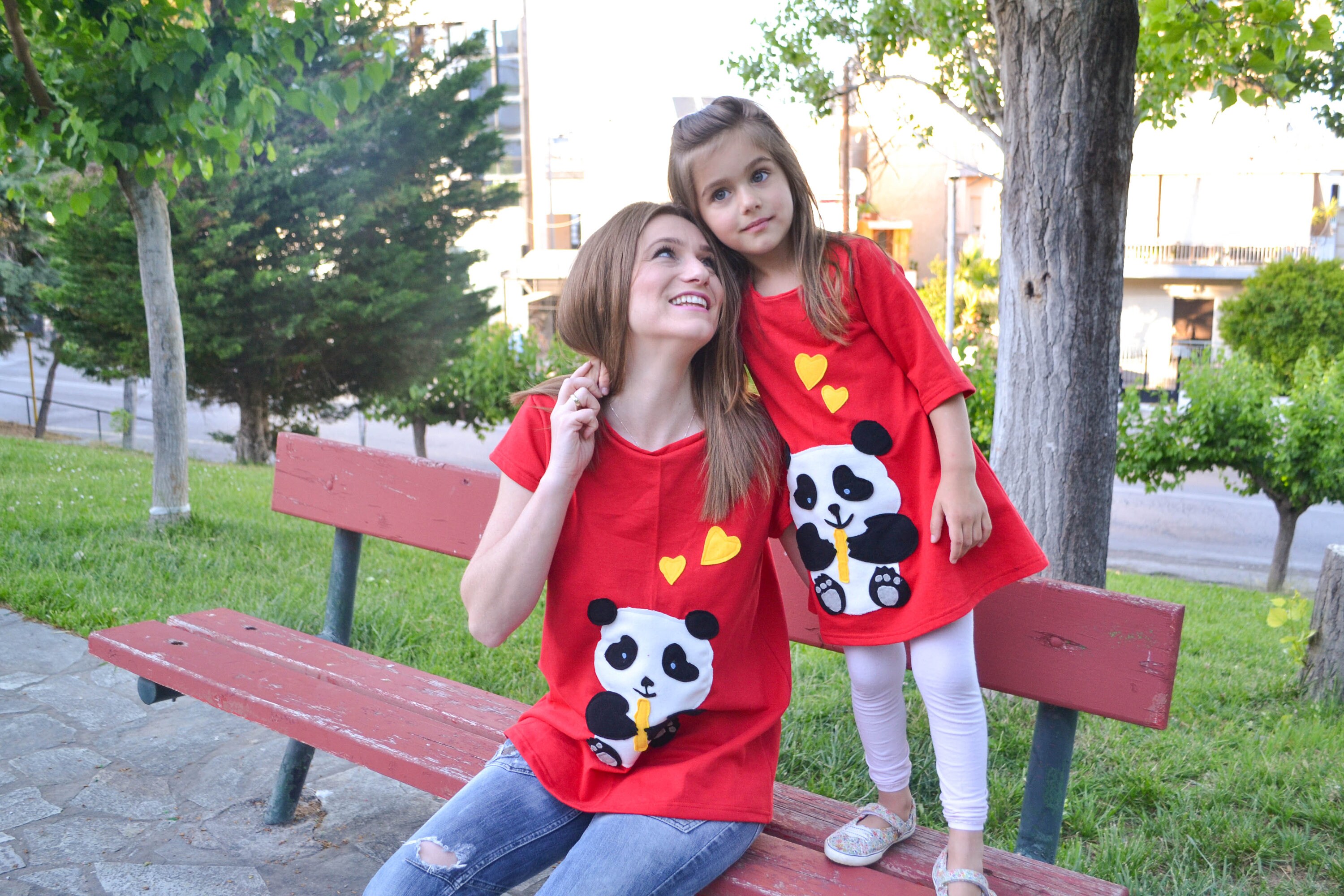 Panda Mother Daughter Set Panda Dress Red Dress Mother's Gift Ideas ...