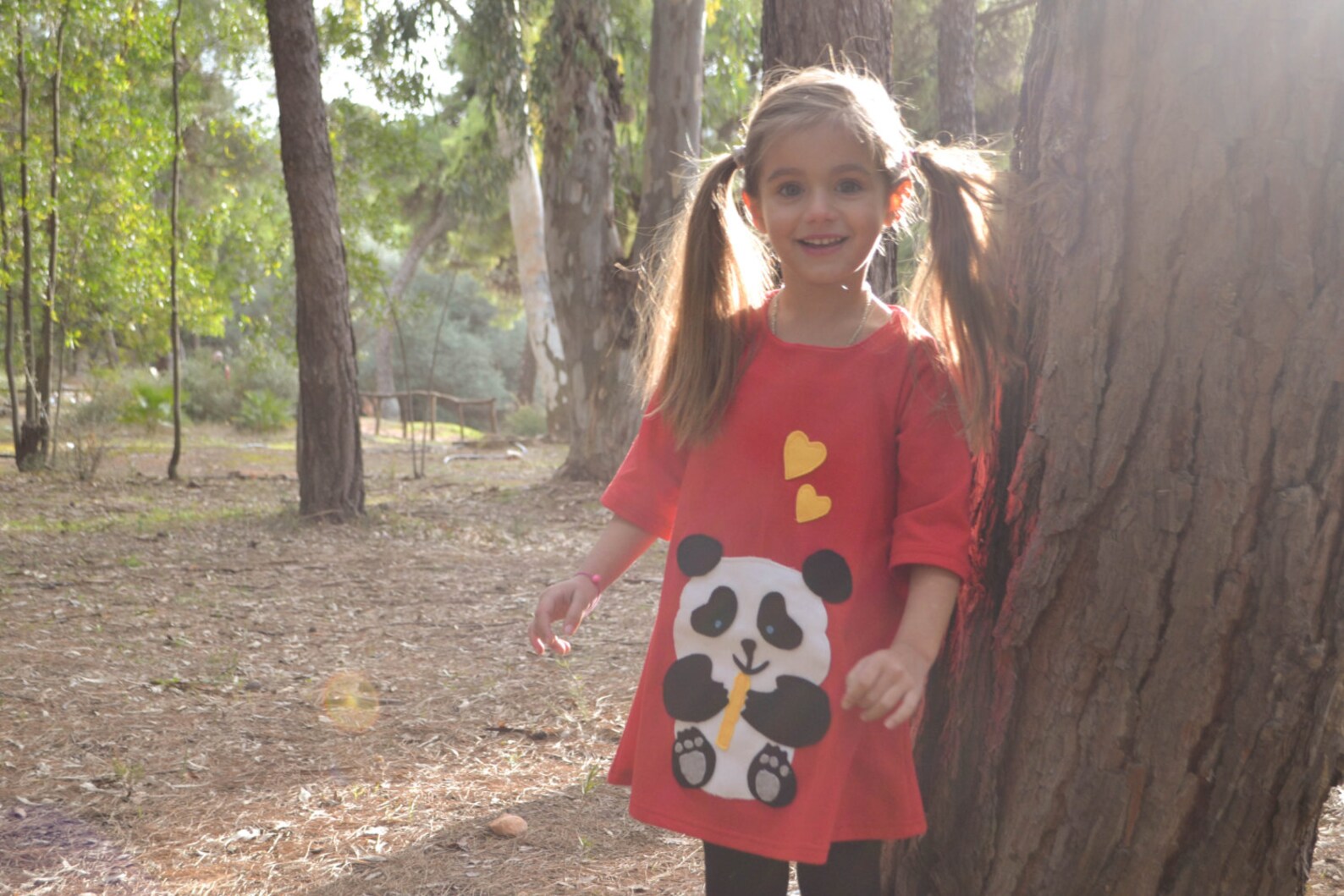 Panda Dress Appliqued Dress Cute Dress Red Dress Playful Dress Handmade ...