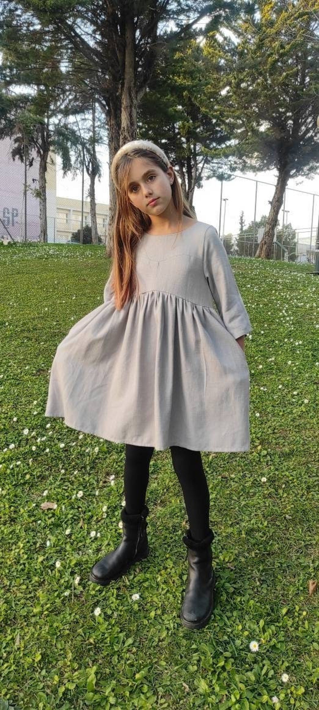 Grey Linen Dress, Girls Linen Dress, Linen Dress, Linen Dress for Girls ...