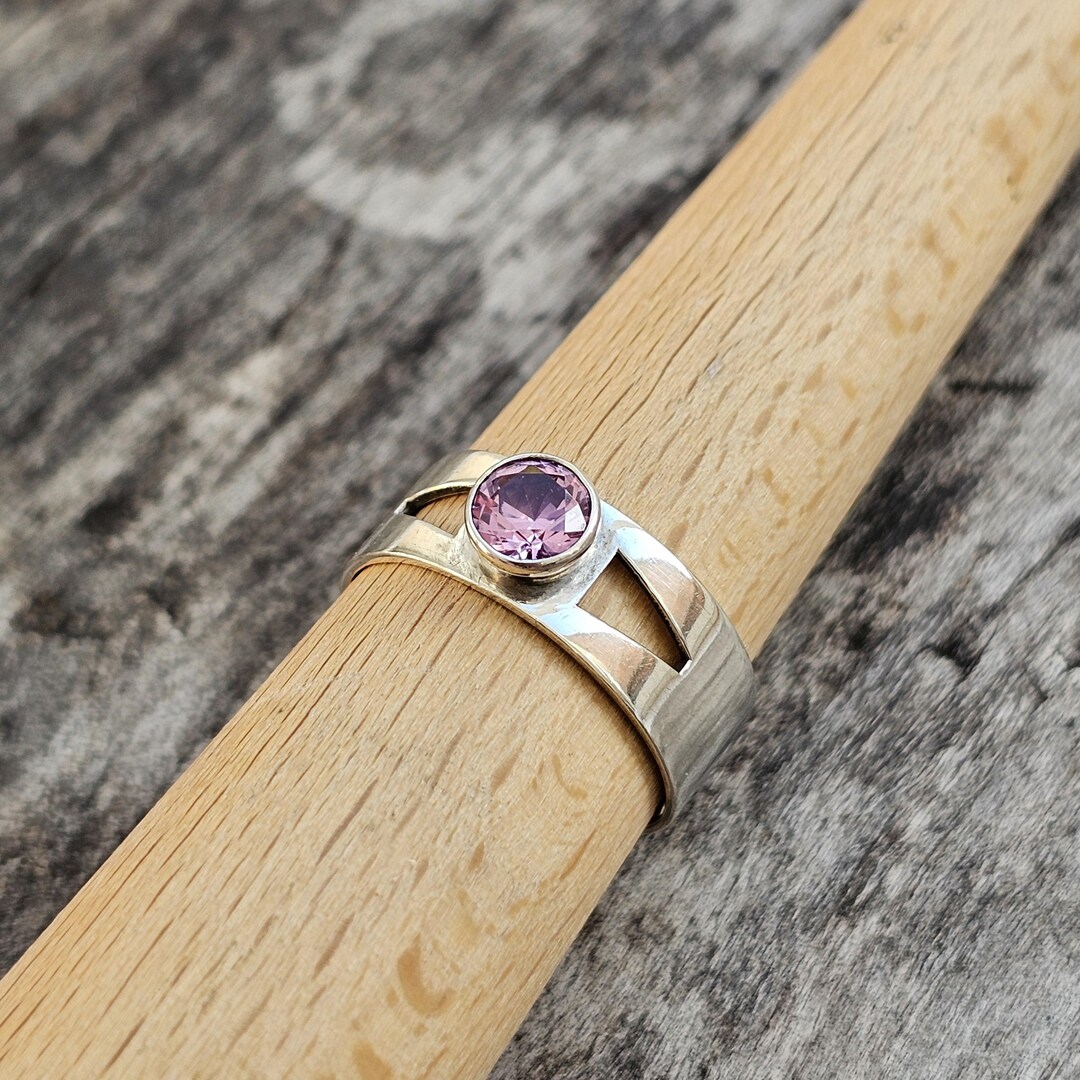 1960s Modernist Finnish Silver & Pink Lab-created Sapphire Ring by ...