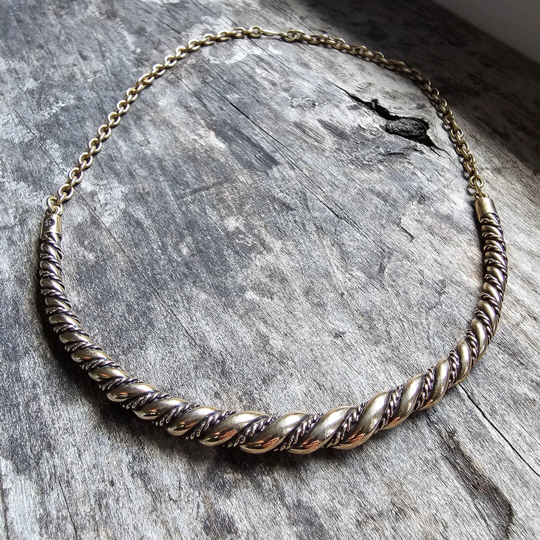 Finnish Bronze Twisted Braid Necklace Necklet Vintage Viking Style ...