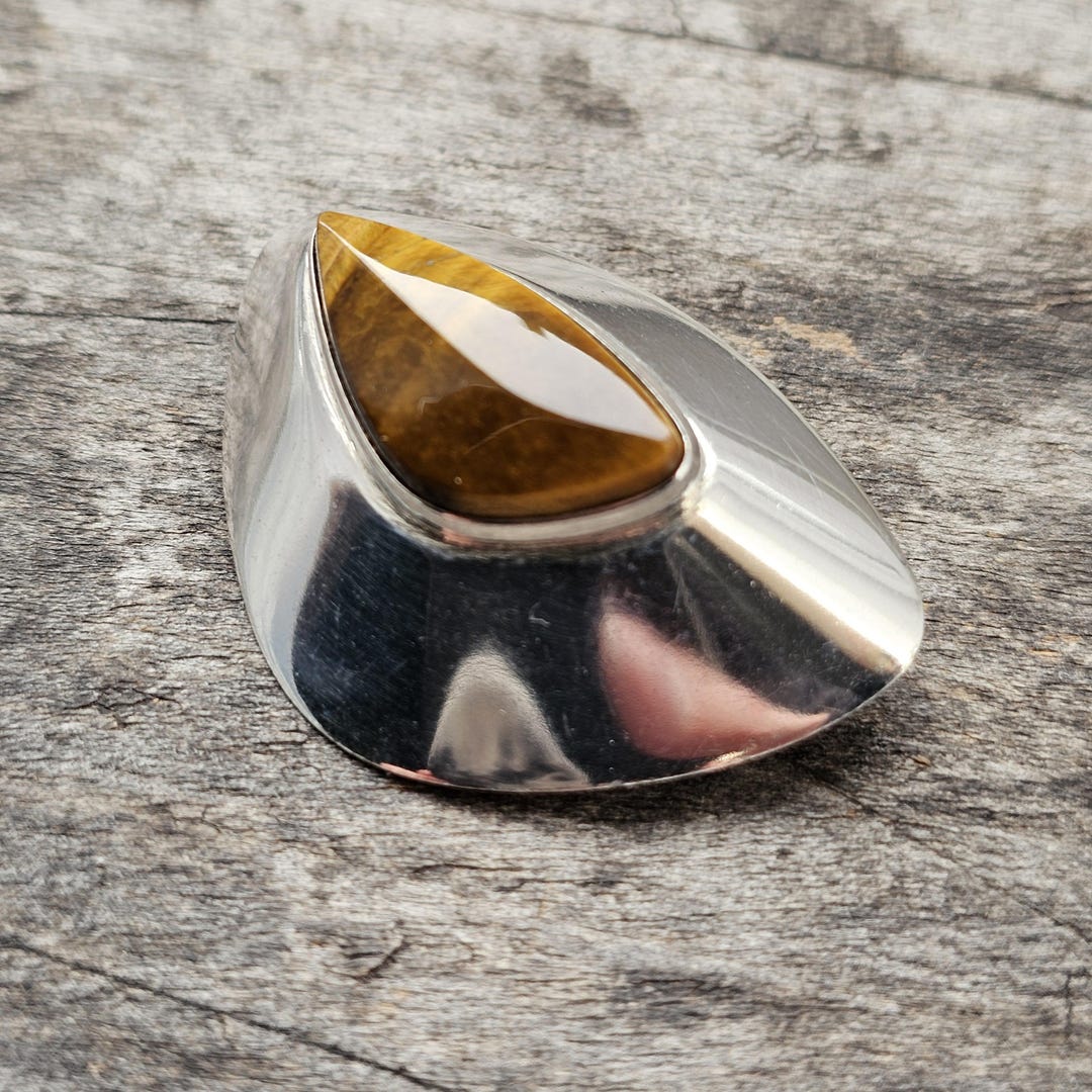 Vintage Finnish Modernist Silver & Tiger’s Eye Brooch by Jalosepot 1962 ...