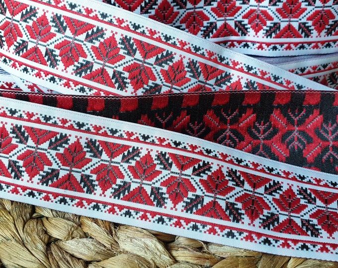 Jacquard Ribbon Trim Blue White Embroidery Trim Ukrainian Tape Width: 2 ...