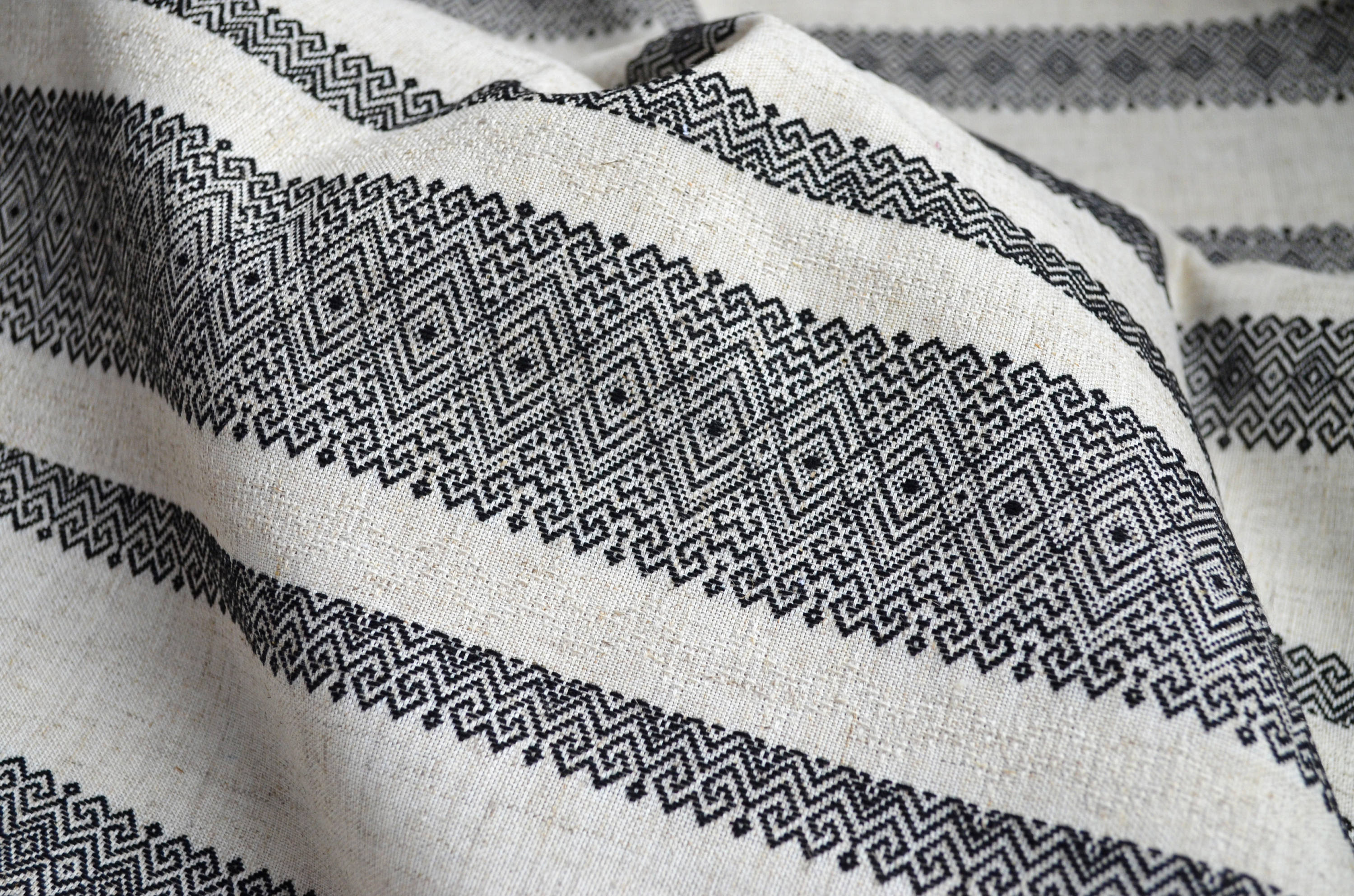 Ukrainian Ethnic Fabric Natural White Gray Black Folkloric - Etsy