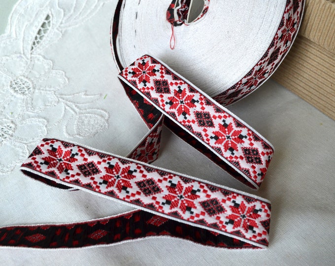 Jacquard Ribbon Trim Blue White Embroidery Trim Ukrainian Tape Width: 2 ...