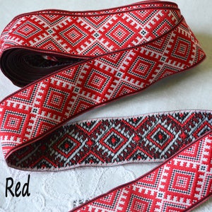 Red Embroidery Trim by the Yard Ukrainian Ornament Design Folkloric ...