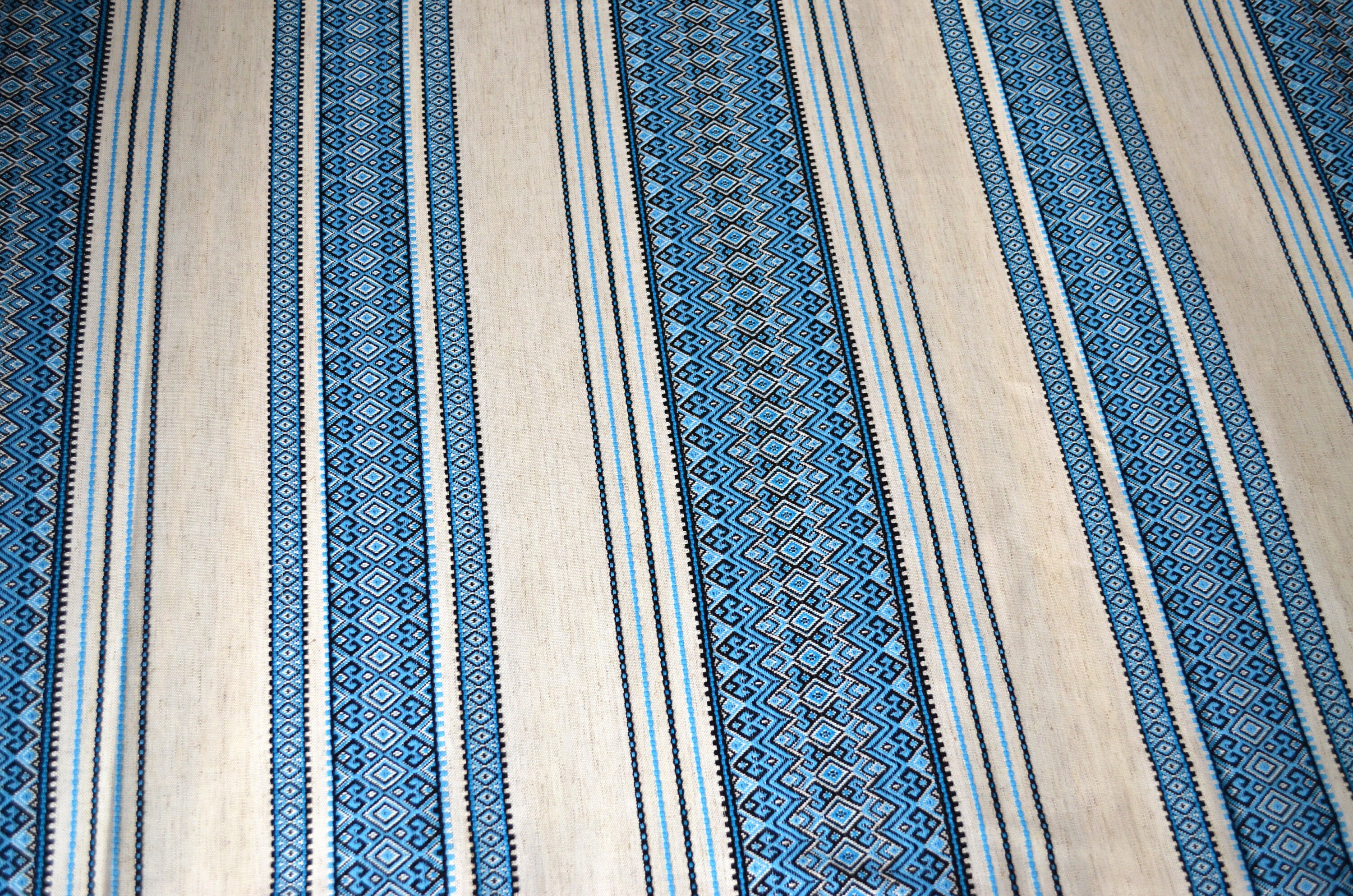Ukrainian ethnic fabric Natural white blue folkloric style | Etsy
