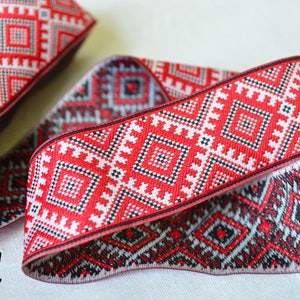 Red Embroidery Trim by the Yard Ukrainian Ornament Design Folkloric ...