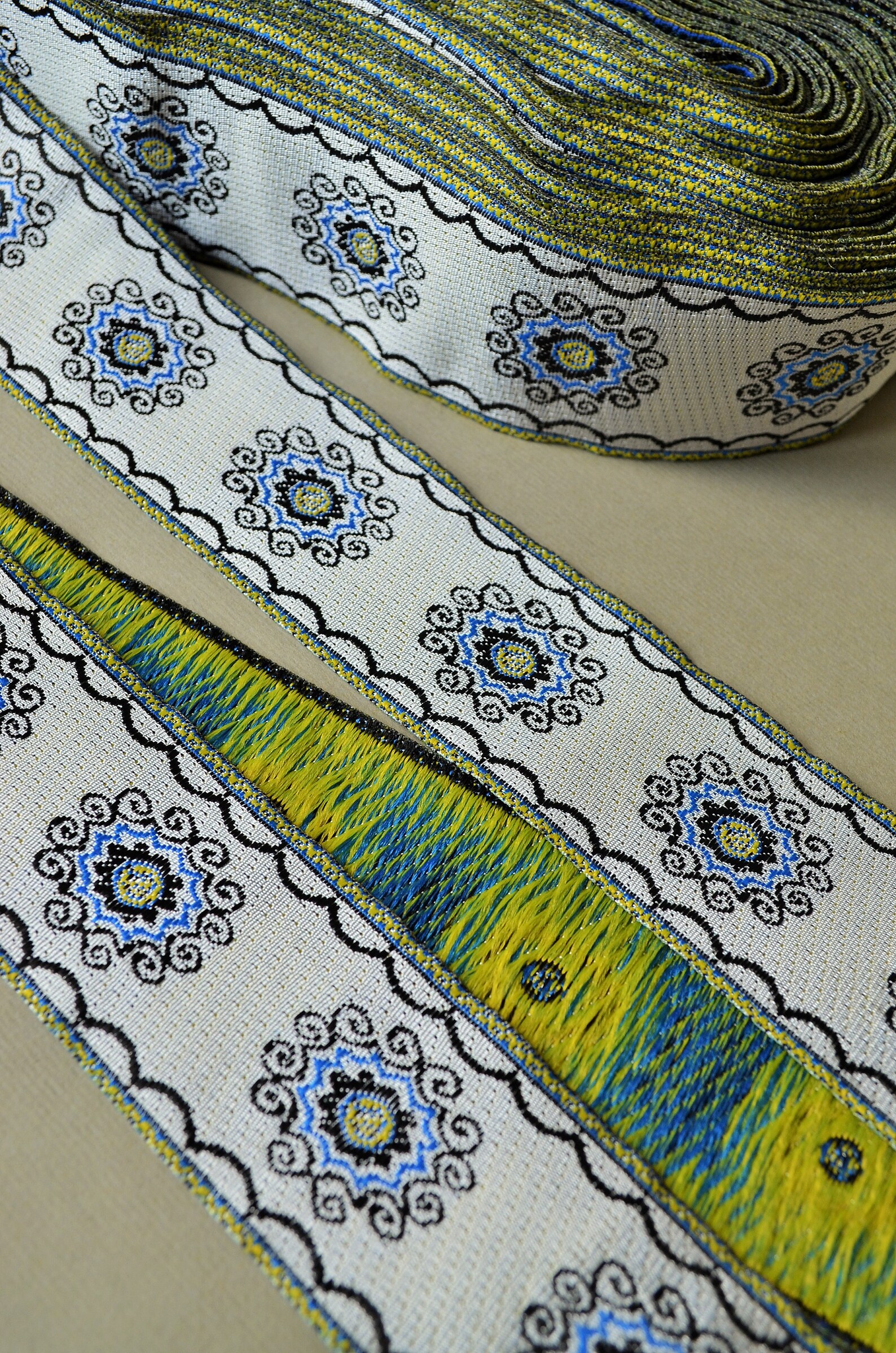 Ukrainian ethnic ribbon Blue white yellow trim 10 m roll woven | Etsy