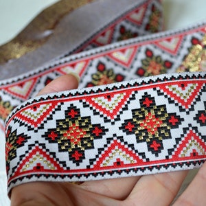 Red White Gold Ethnic Trim Jacquard Ribbon Trim Woven Border | Etsy