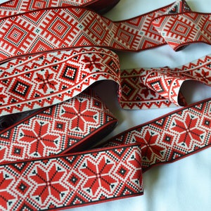 Red Trim 2 Inches Jacquard Ribbon Trim by the Yard Ukrainian - Etsy
