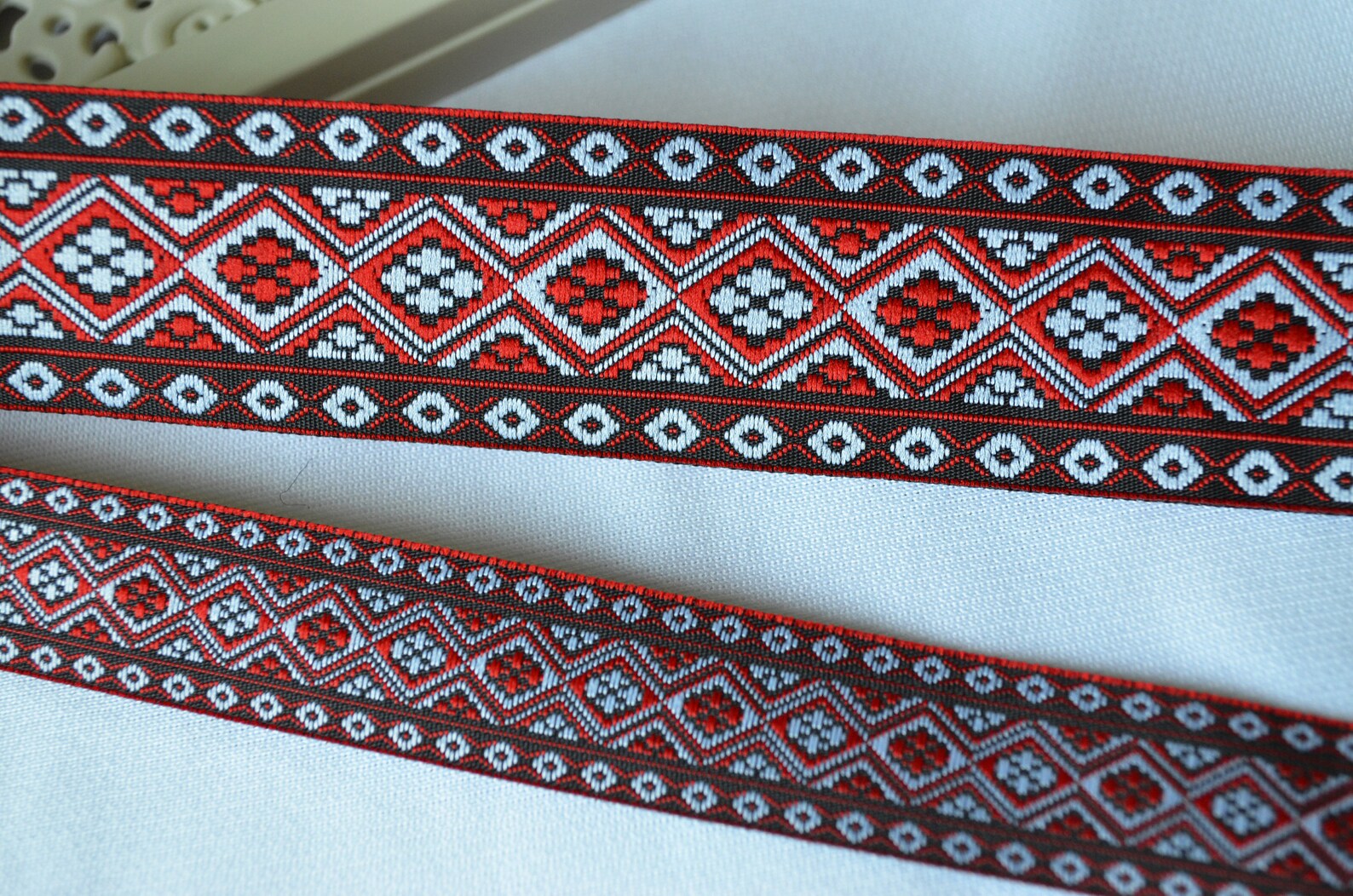 Jacquard Ribbon Trim Black Red Embroidery Trim by the Yard Ukrainian ...