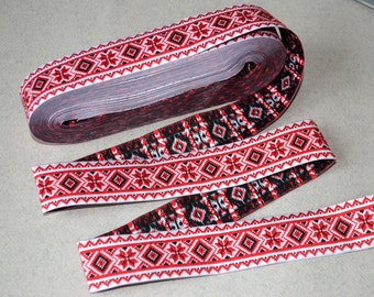 Red Ribbon Trim, Embroidery Trim by the Yard, Ukrainian, Folkloric ...