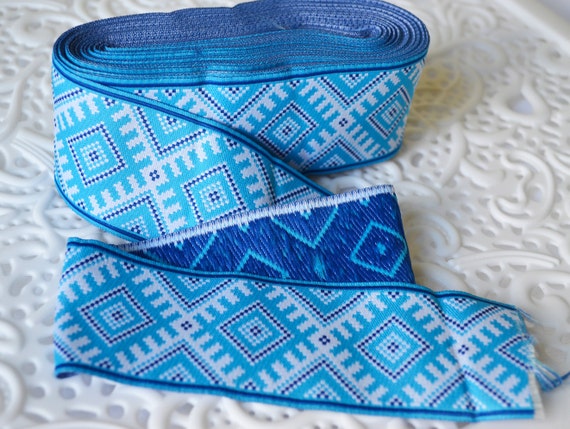 Blue Ethnic Trim Jacquard Ribbon Trim Woven Border | Etsy