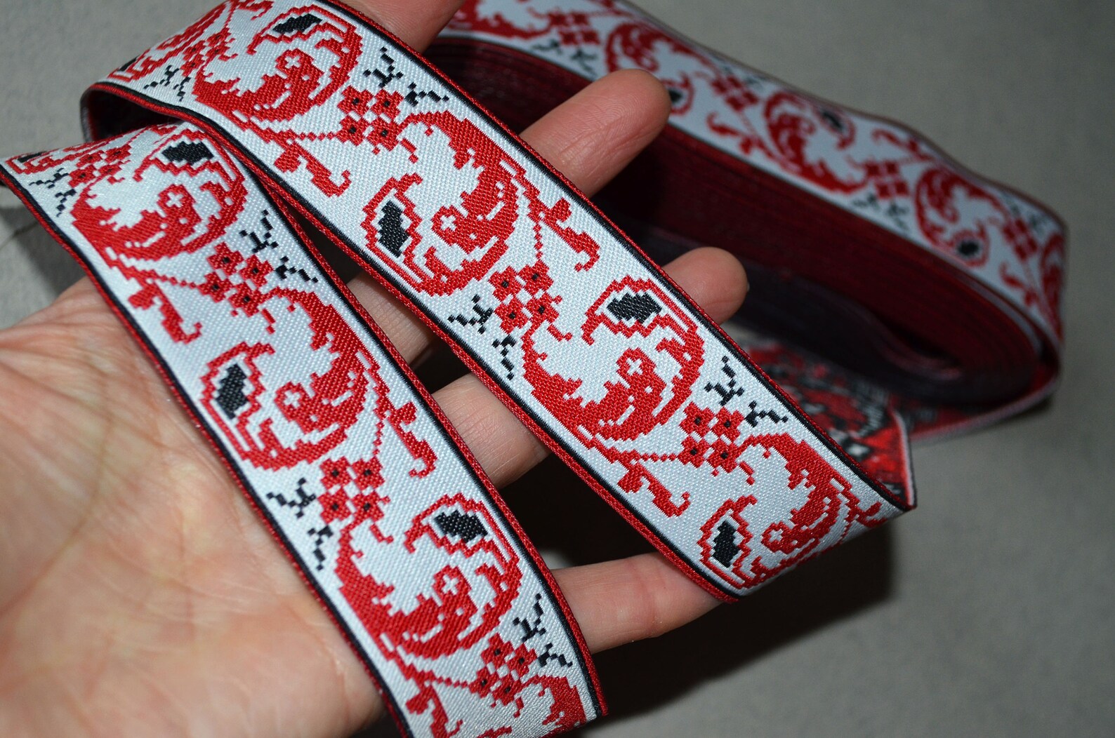 Jacquard Ribbon Trim Red White Black Embroidery Trim Ukrainian | Etsy