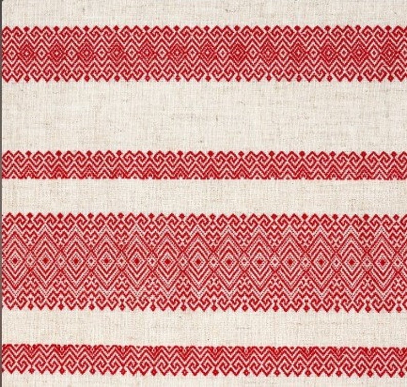 Ukrainian ethnic fabric Natural white red folkloric style Boho | Etsy