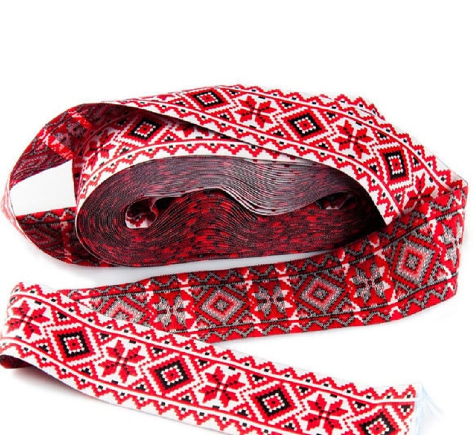 Red Trim 2 Inches Jacquard Ribbon Trim by the Yard Ukrainian | Etsy