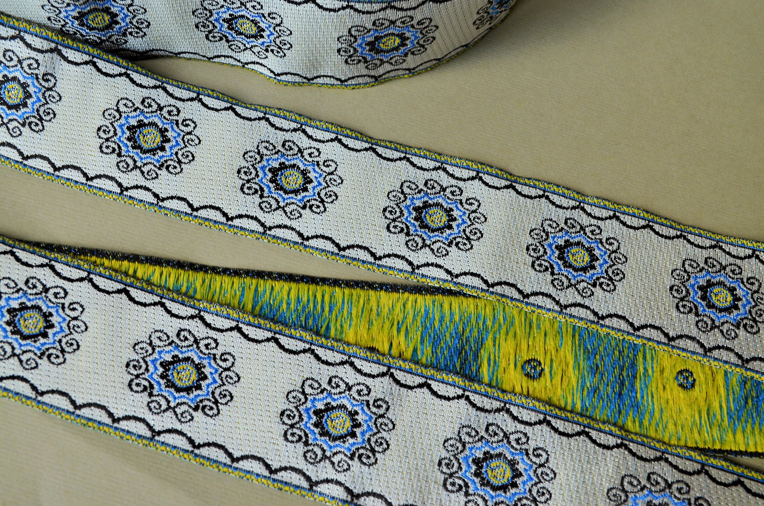 Ukrainian ethnic ribbon Blue white yellow trim 10 m roll woven | Etsy