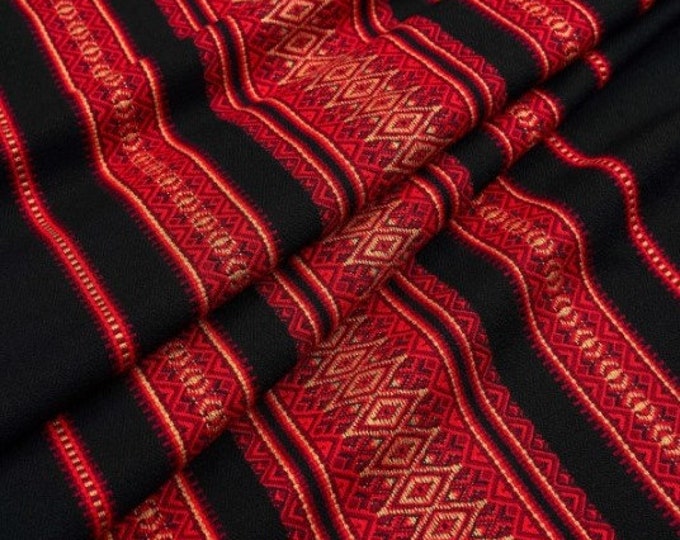 Black Red Ukrainian Ethnic Fabric Folkloric Style Boho Home Decor ...