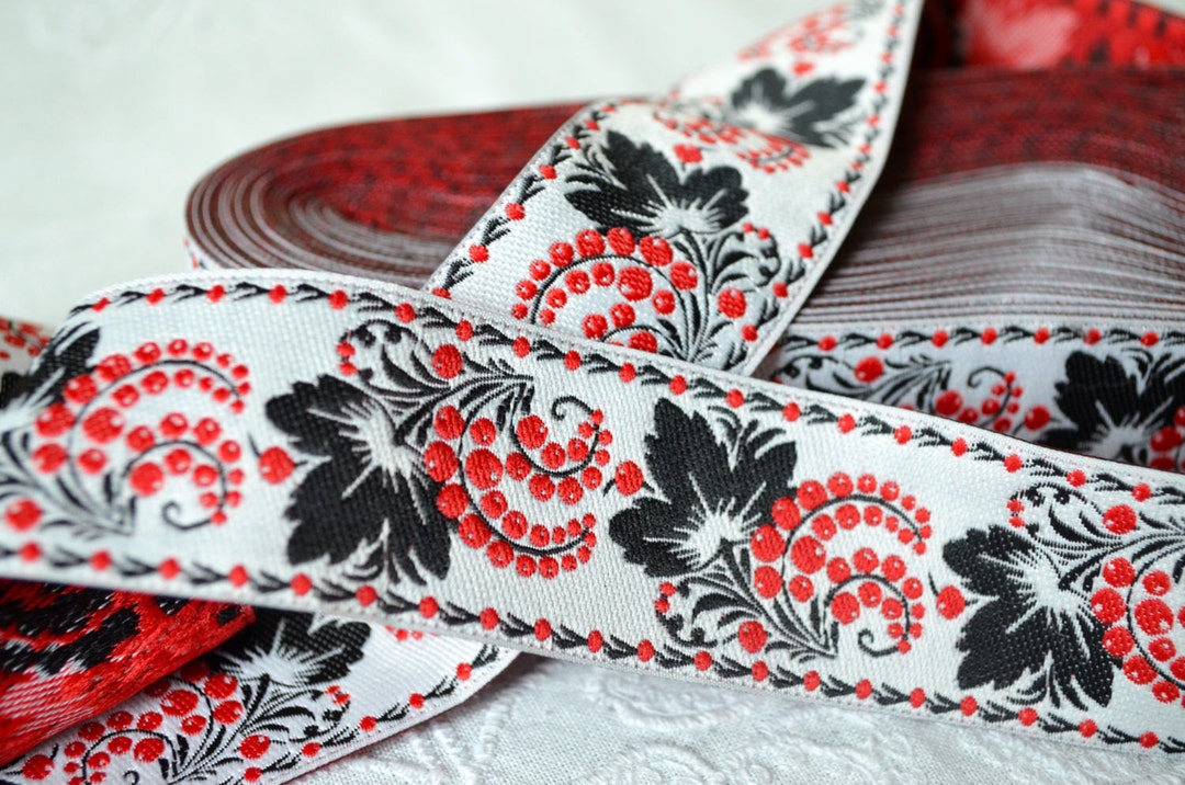 Jacquard Ribbon Trim Red White Black Embroidery Trim Ukrainian Design ...