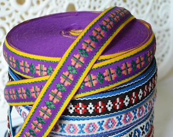 Jacquard Ribbon Trim Blue Yellow White Embroidery Trim by the Yard ...