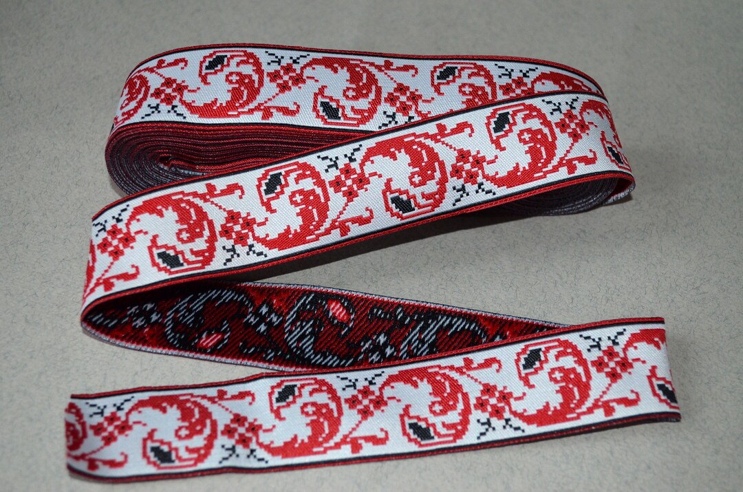 Jacquard Ribbon Trim Red White Black Embroidery Trim Ukrainian Design ...