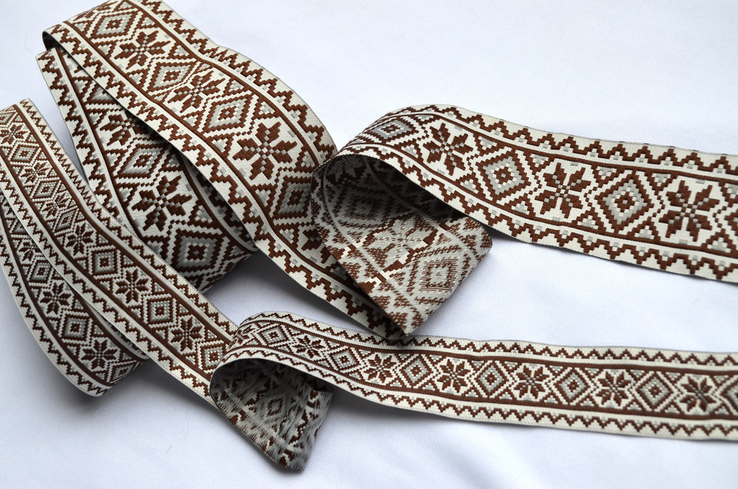 Brown Ethnic Ribbon Trim 5 Cm 2 Inches Ukrainian Design Gray | Etsy