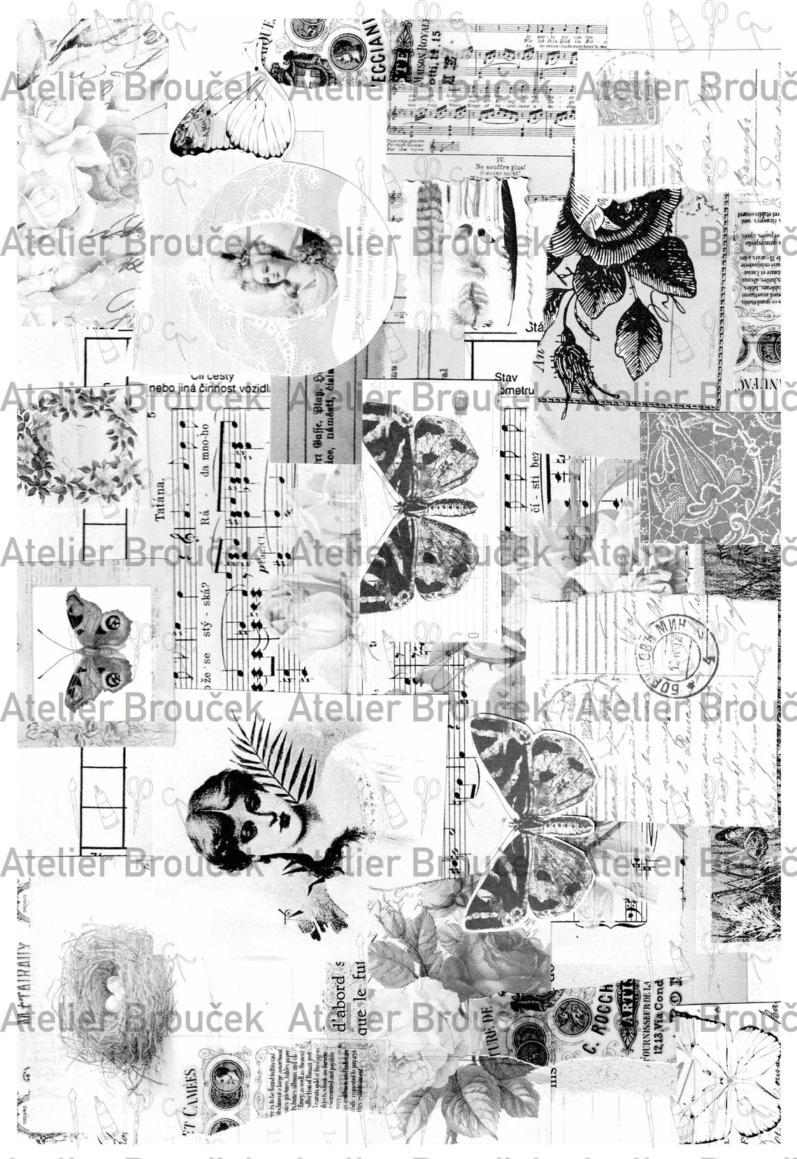BW Master Boards, Digital JUNK Journal Printable, Journal Ephemera ...
